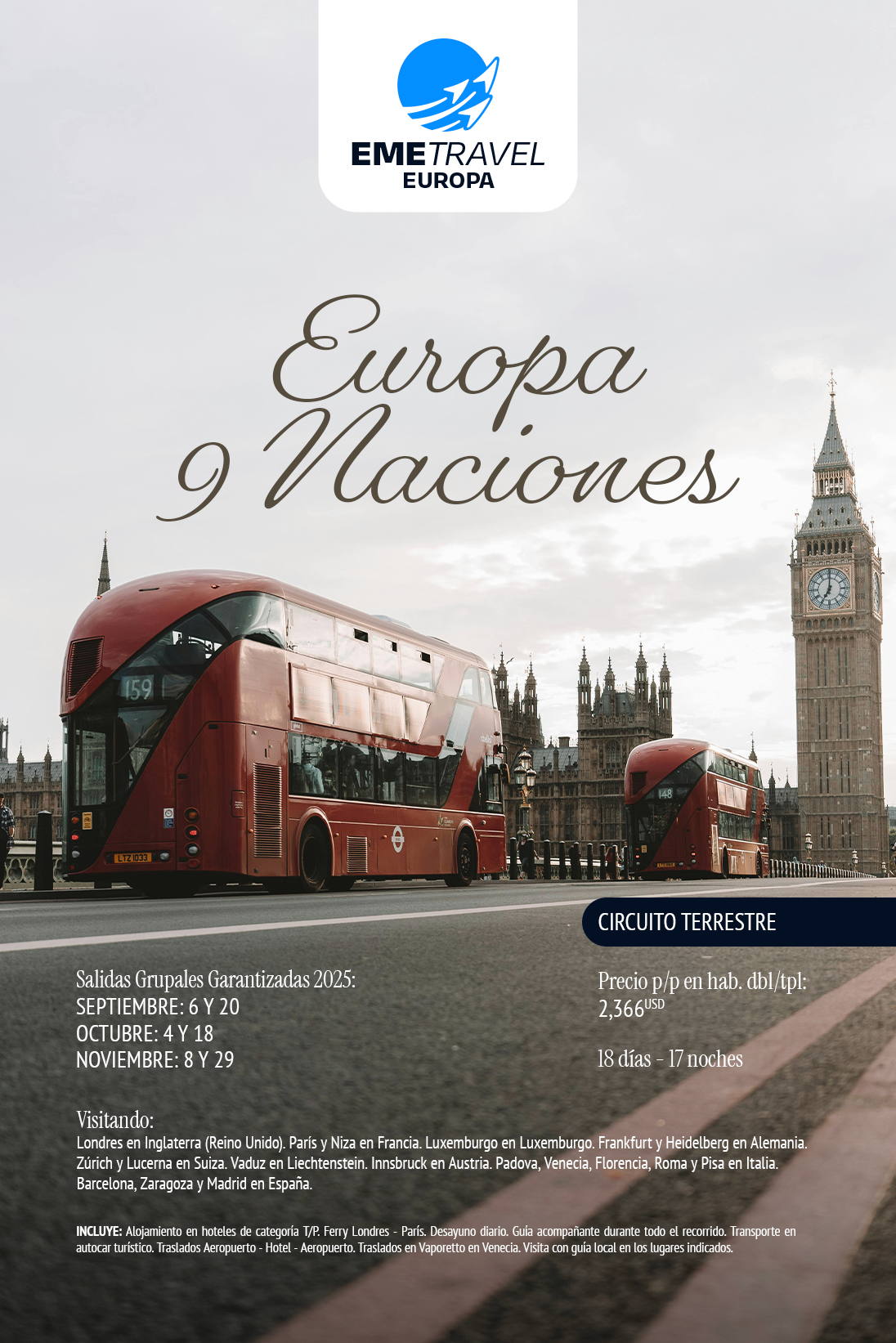Disfruta de Europa 9 Naciones 2025 con EME Travel